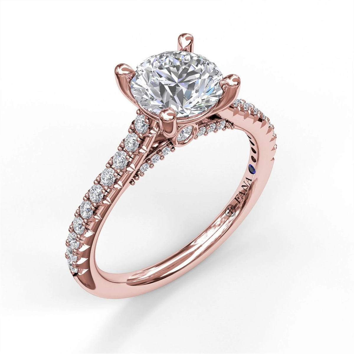 14K Rose Gold Diamond Engagement Ring with Round Head – Meierotto Jewelers