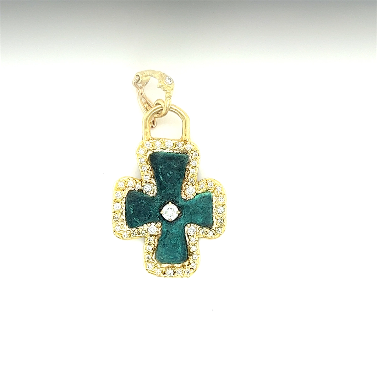 Armenta 18K Yellow Gold and Grey Sterling Silver Cross Artifact Pendant ...